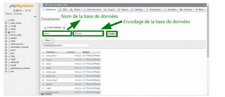 Creer une Base de données avec Phpmyadmin – Indyli-Services